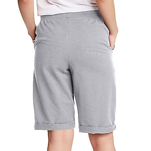 Hanes Womens French Terry Bermuda Athletic-shorts, Light Steel, XX-Large US