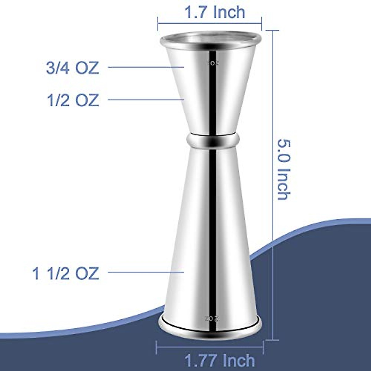 Briout Jigger for Bartending, Double Cocktail Jigger Japanese Premium 304 Stainless Steel Jigger 2 OZ 1 OZ with Measurements Inside