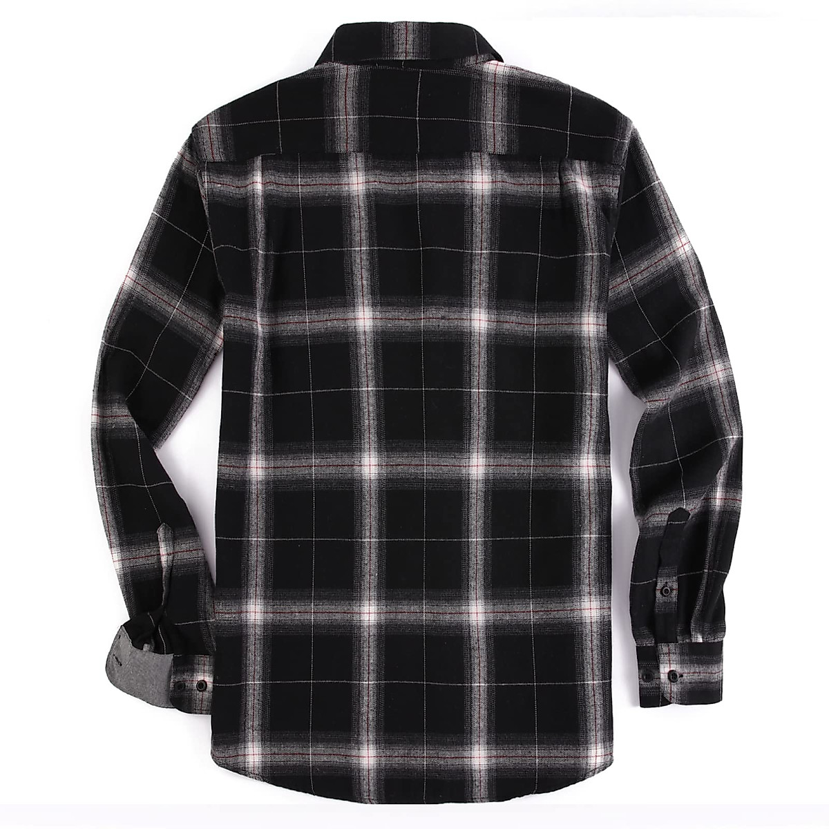 Ezmine Men’s Flannel Shirts Long Sleeve Casual Button Down Flannel Plaid Shirts for Men Camp Hiking Black
