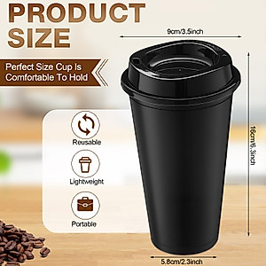 Honeydak 45 Pack Reusable Coffee Cups with Lids 16 oz Portable Tea Cups Reusable Hot Coffee Mugs Tumblers Bulk Plastic Tumblers Travel Drinks Mugs for Hot and Cold Drinks(Black)