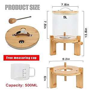 Rice Dispenser 5L, Grain Dispenser Glass Bucket, Cereal Dispenser Countertop for Kitchen and Pantry Organization, Large Rice Storge Container for Dry Food