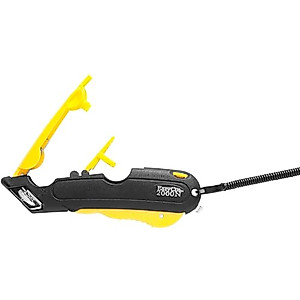 Easycut Box Cutter, extra tape cutter at back, dual side edge guide, 3 blade depth setting, 2 blades and holster - 2000N Yellow Color Knife Easy Cut