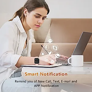 MuGo Smart Watch for Women, Fitness Watch 1.69" Touch Screen Smartwatch, Pedometer Watch with Heart Rate and Sleep Monitor, IP67 Waterproof Fit Watch, Activity Tracker Watch for iOS and Android Pink