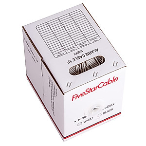 FiveStarCable 22-2 1000 Ft. Alarm Wire 22AWG 2 Conductors 22/2 22-2 Security Cable Alarm Bulk Cable for Efficient Power and Signal Transmission White