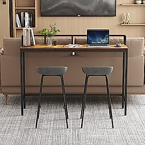 Yusong 47" Long Sofa Table, Narrow Console Table Behind Couch, Tall Bar Tables Enterway Table, Small Skinny Foyer Table for Living Room Home Office Bar, Rustic Brown
