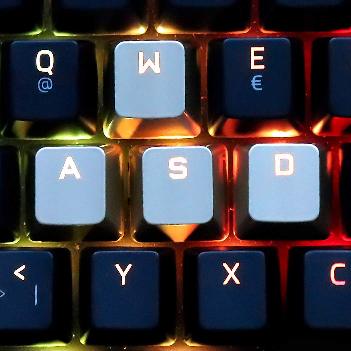 HUYUN FPS & MOBA Gaming Keycaps Replacement for Cherry MX Razer Corsair Logitech Gaming Mechanical Keyboard (Silver-WASD↑↓←→)