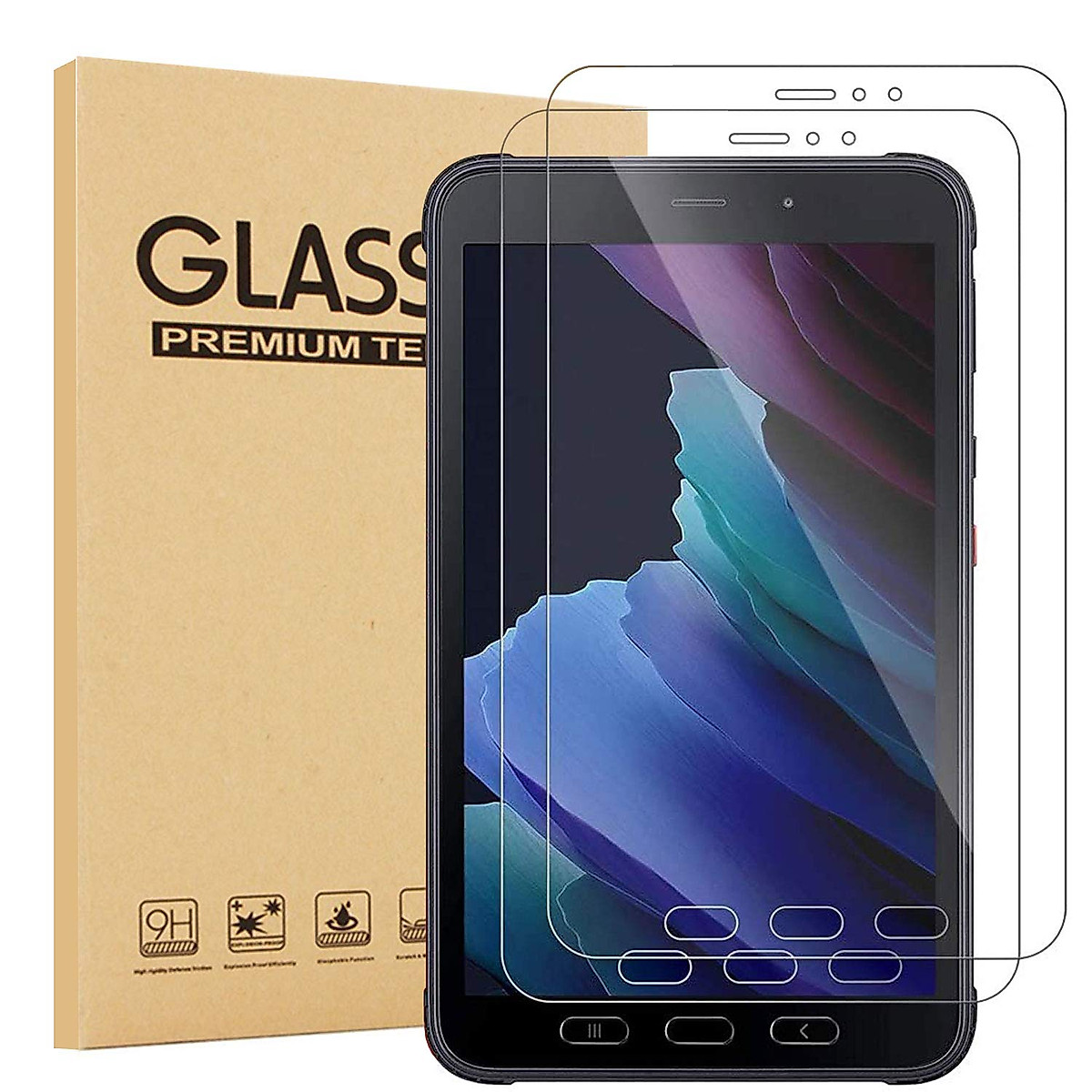 Epicgadget [2-Pack] Glass Screen Protector for Samsung Galaxy Tab Active3 8.0" Inch (SM-T570/SM-T575/SM-T577) - Tempered Glass Film/High Definition/9H Hardness
