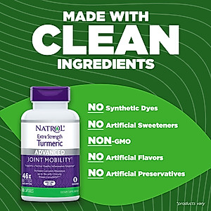 Natrol Extra Strength Turmeric, Dietary Supplement for Joint Health, Turmeric Supplement for Adults, 60 Capsules, Up to a 60 Day Supply