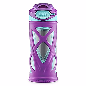 Zulu Echo BPA-Free Vacuum Insulated Stainless Steel Water Bottle with Flip Straw, Purple, 12 oz.