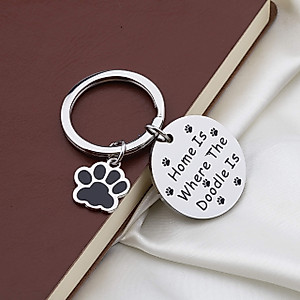 PLITI Golden Poodle Gifts Dog Mom Gifts Dog Dad Gifts Dog Lover Gifts Pet Parent Gift for Couple Dog Owner Gifts Labor Doodle Gifts Home Is Where The Doodle Is Keychain
