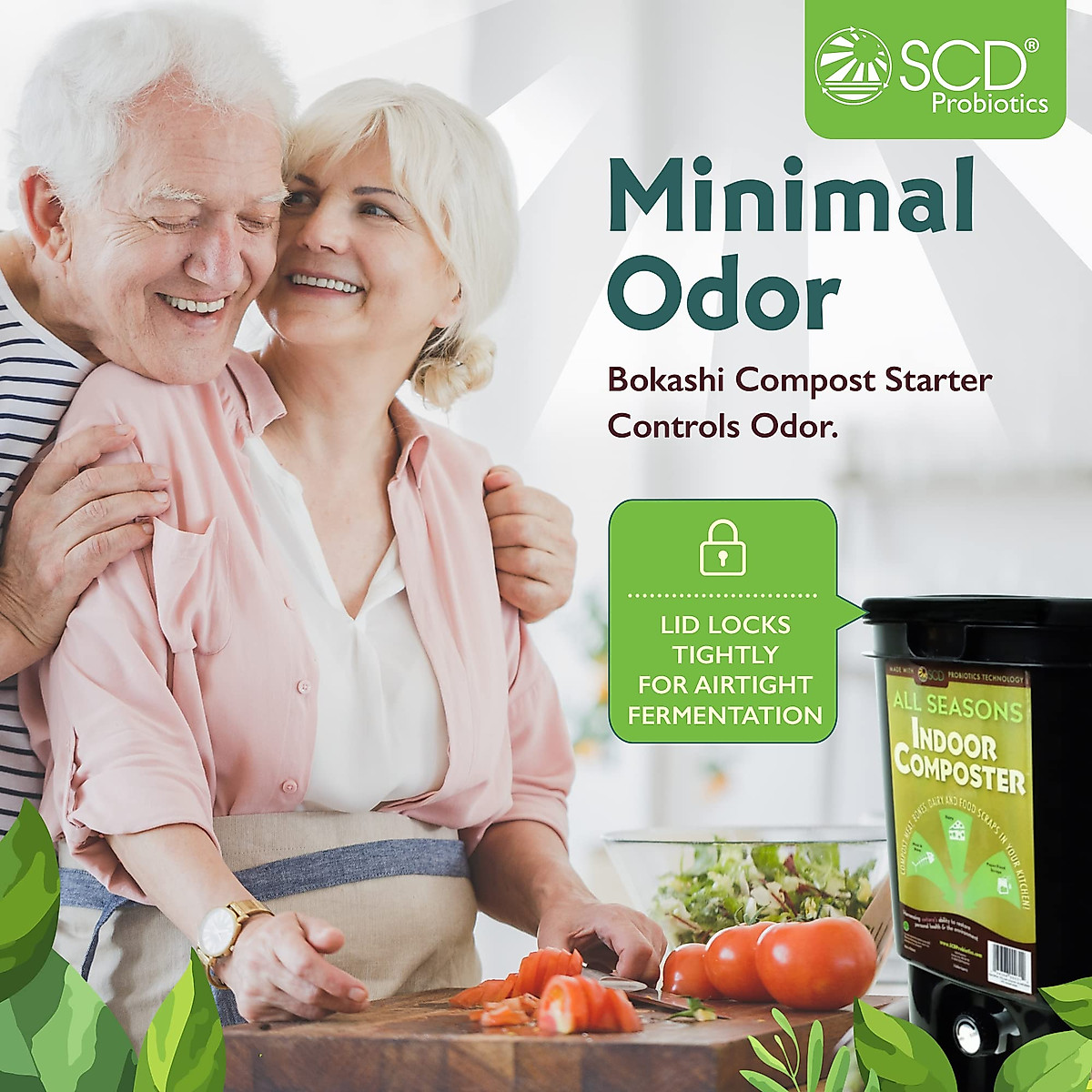 All Seasons Indoor Composter Starter Kit – 5 Gallon Black Compost Bin For Kitchen Countertop With Lid, Spigot & 1 Gallon (2 lbs.) Bag Of Dry Bokashi Bran – Made In USA by SCD Probiotics