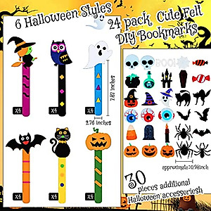 24 Pcs Halloween Bookmark Crafts for Kids Bulk Craft Kit Halloween Bookmarks Pumpkin Witch Owl Bat Ghost Cat for Boys Girls Classroom Rewards Holiday Halloween Party Supplies Trick or Treat Prizes