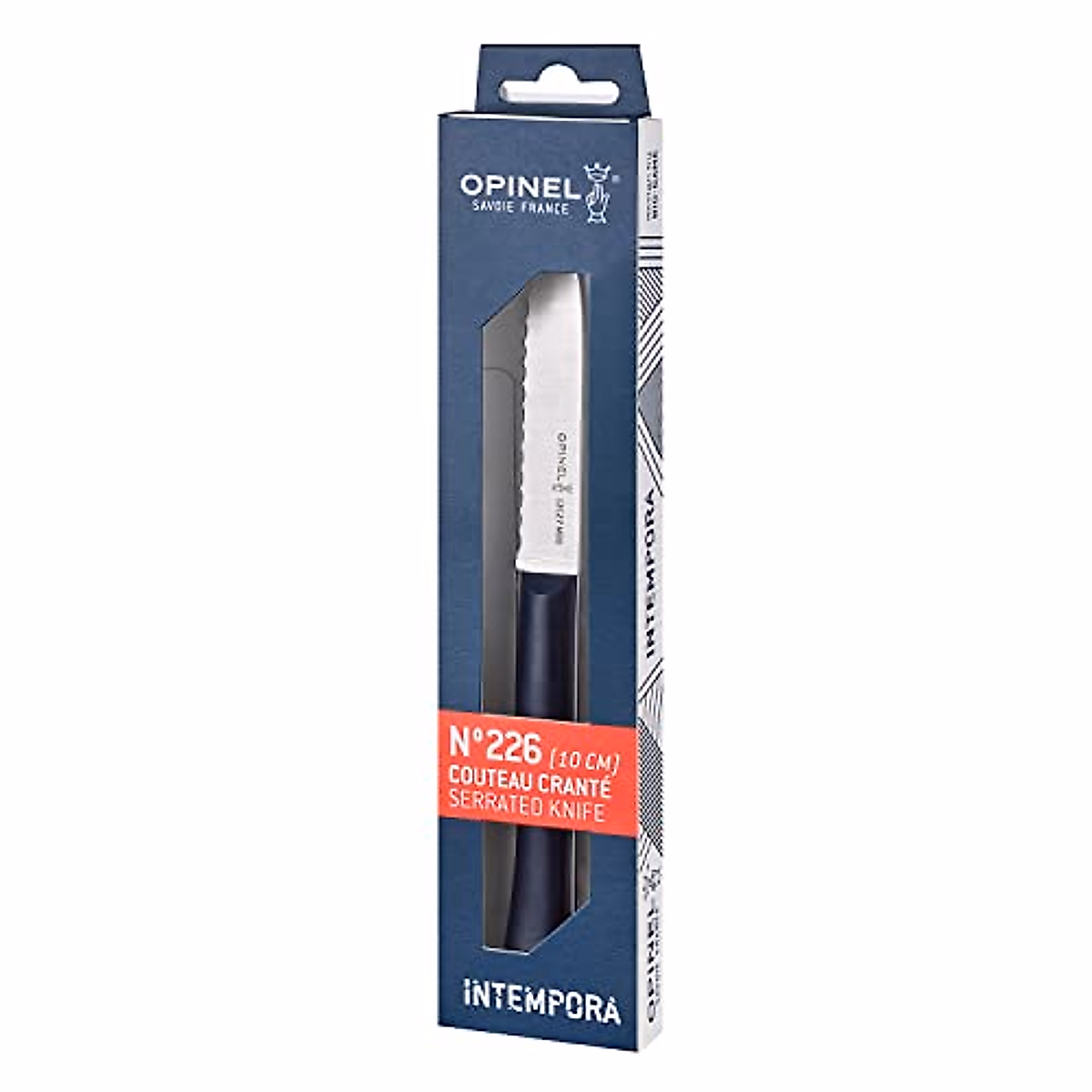 Opinel Intempora 4 Inch Serrated Paring Knife, Serrated High Carbon Steel Blade, Easy to Handle, Full Tang Construction, Ideal for Cutting Tough Skins, Made in Portugal