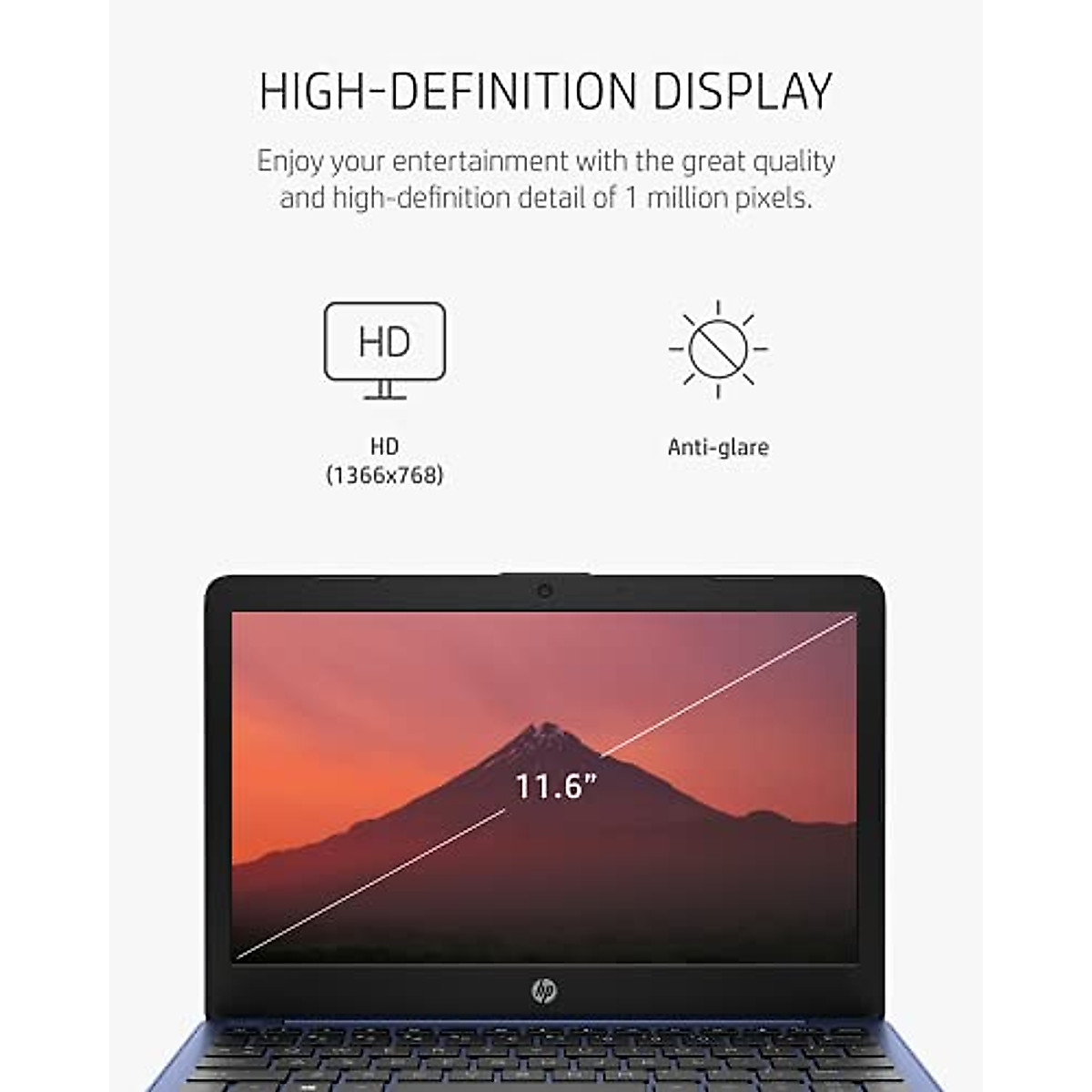 HP Stream 11" Laptop, Intel Celeron N4020, Intel UHD Graphics 600, 4 GB RAM, 64 GB SSD, Windows 11 Home in S mode (11-ak0030nr, Royal blue)