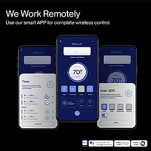 DELLA Vita Series 12000 BTU Mini Split AC 21 SEER2 Cools Up to 550 Sq.Ft, Works with Alexa, Wifi Enabled Air Conditioner & Heater with 1 Ton Pre-Charged Heat Pump (R32 Refrigerant)