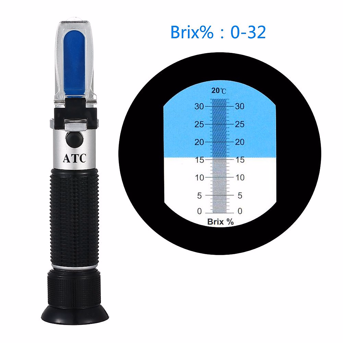 Meichoon 0~32% Brix Refractometer with ATC Digital Handheld Refractometer for Sugar, Food, Fruit, Beverages Honey DH14
