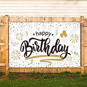Happy Birthday Backdrop Banner Happy Birthday Party Decorations for Men Women 30th 40th 50th 60th Birthday Anniversary Party Backdrop Decoration Photography Background for Women Men