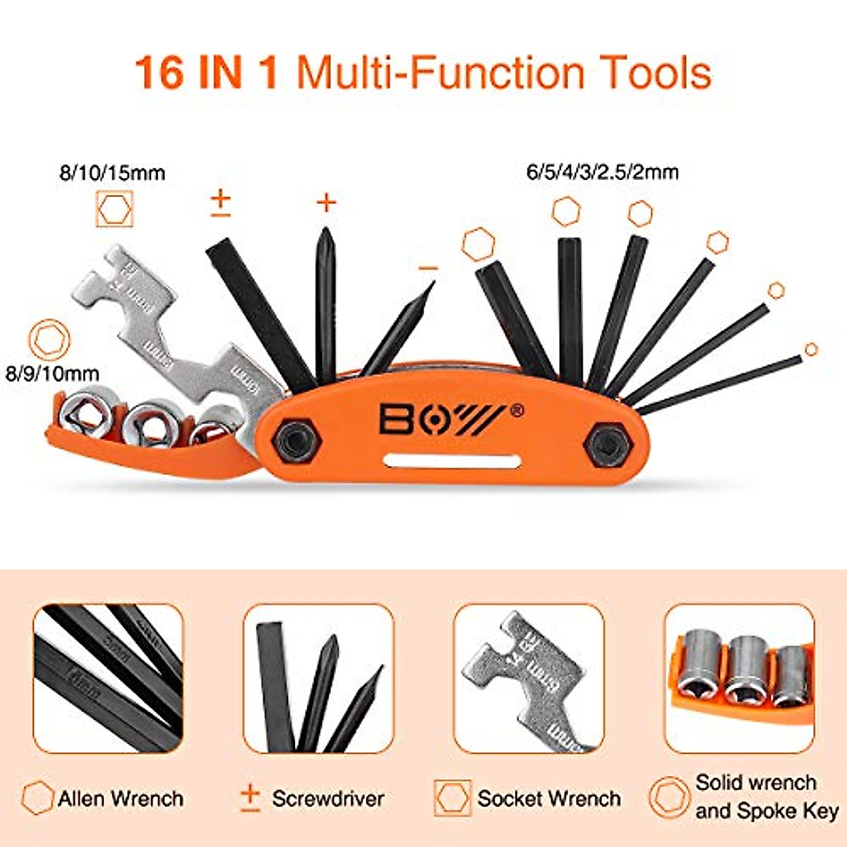 Bicycle Repair Bag & Bicycle Tire Pump, Home Bike Tool Portable Patches Fixes, Fixe, Inflator, Maintenance for Camping Travel Essentials Tool Bag Bike Repair Tool Kit Safety Emergency All in One Tool