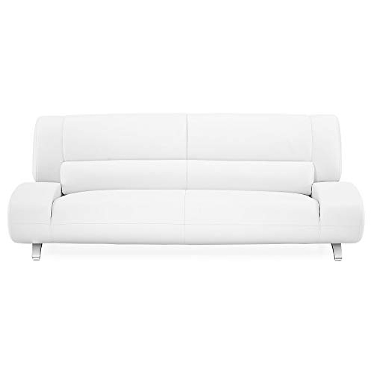 Zuri Furniture Modern Aspen White Microfiber Leather Sofa