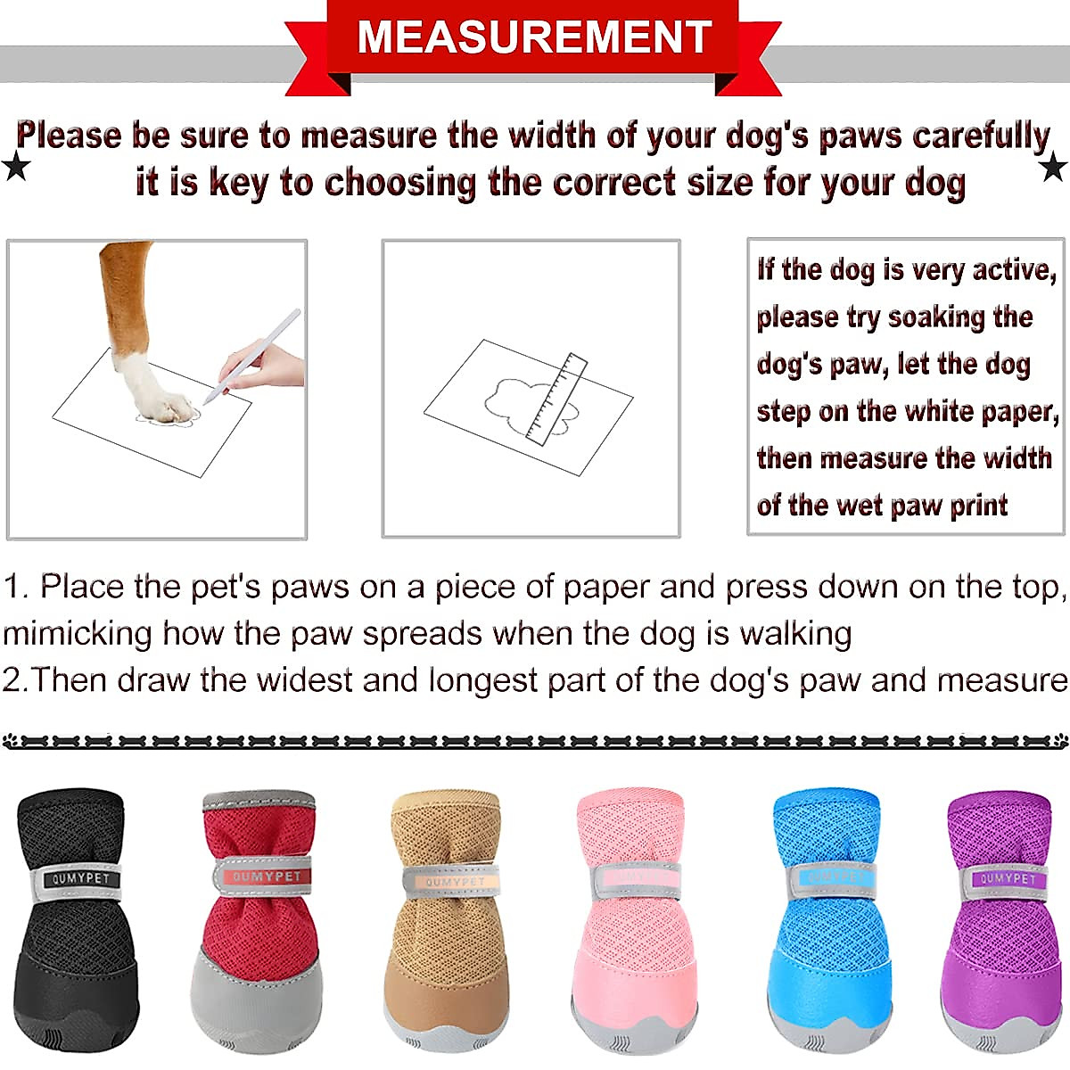 QUMY 2PCS Dog Shoes for Small Breed Dogs Hot Pavement Summer Puppy Dog Booties with Reflective Strip Soft Comfortable Skid-Resistant Rubber Sole Red Size 5