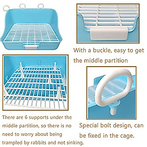 Hamiledyi Rabbit Litter Box, Small Animal Corner Potty Trainer, Bunny Toilet Pets Plastic Rectangle Cage Bedding Box Pet Pan with Chew Toys for Guinea Pigs Hamster Chinchilla Ferret