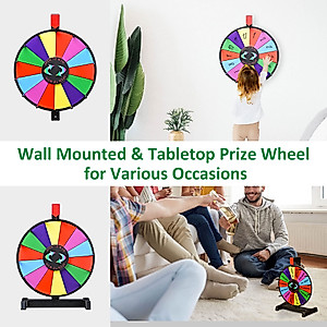 WinSpin 12" Color Prize Wheel Tabletop 14 Slots Heavy Duty Editable Spinning Wheel for Fortune Spinning Game Carnival & Tradeshow, Classic Series