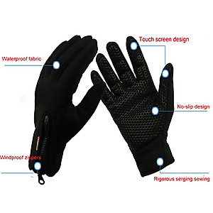 YYGIFT Touch Screen Gloves Outdoor Sports Winter Gloves Wind-Stopper for Men Women (Updated Version-Black, L)