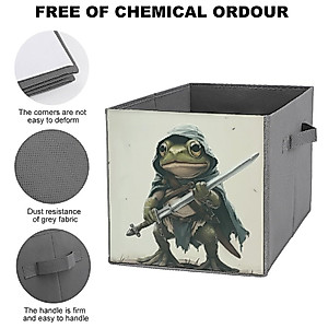 DuduYH Cute Frog Cube Storage Bins Frog Illustration Art Storage Cubes Foldable Decorative Fabric Storage Baskets Home Organizers with Handles for Shelves,Closet, 10.6 X 10.6 Inch