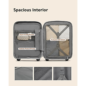 LUGGEX Carry on Luggage, Lightweight Suitcase 2 Piece with Spinner Wheels (Green, 14/20)