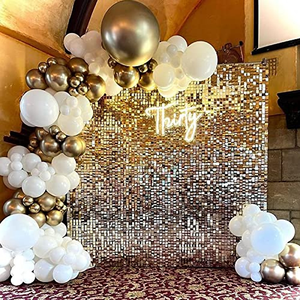 ZOPIBAICO White Gold Balloon Garland Arch Kit - 124pcs 18 12 10 5In White Metallic Chrome Gold and Gold Confetti Latex Balloons for Graduation Birthday Wedding New Year Party Decorations