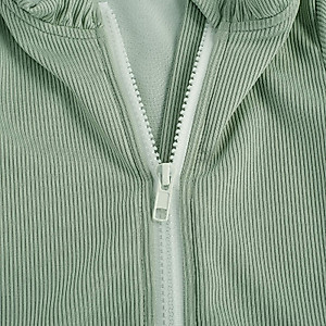 Karuedoo Baby Girls One Piece Swimsuit Zip Rash Guard Swimwear Ruffled Long Sleeve Bathing Suit (C-Lake Green, 18-24M)