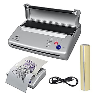 Life Basis Tattoo Stencil Transfer Machine Thermal Tattoo Kit Copier Printer Thermal Printer for Men and Women with 20pcs Tattoo Stencil Transfer Paper Silver Update Version
