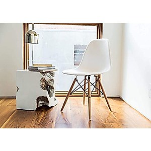 UrbanMod Mid Century Style Easy Assemble’ Modern DSW ErgoFlex ABS Plastic and ‘One Wipe Wonder’ Comfortable White Dining Chairs Meets 5-Star, Set of 2 (Natural)