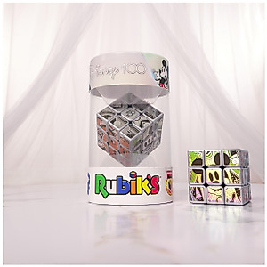Rubik’s Cube, Disney 100th Anniversary Metallic Platinum 3x3 Cube, Fidget Toys Adults, Mickey Mouse Toys, Disney Toys for Adults & Kids Ages 8+