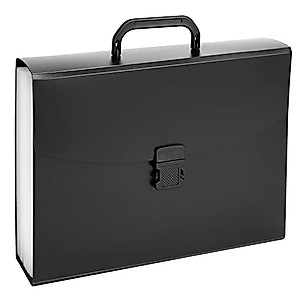 Juvale 25 Pocket Accordion File Organizer with Handle, Alphabetical Tabs, Expandable Portable File Tote for Letter Size Documents, Home, Office (13 x 10 x 3 in), Black