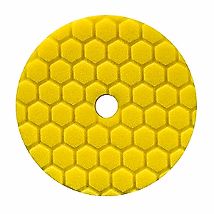 Chemical Guys BUFX111HEX5 Hex-Logic Quantum Heavy Cutting Pad, Yellow (5 Inch Backing Plate)