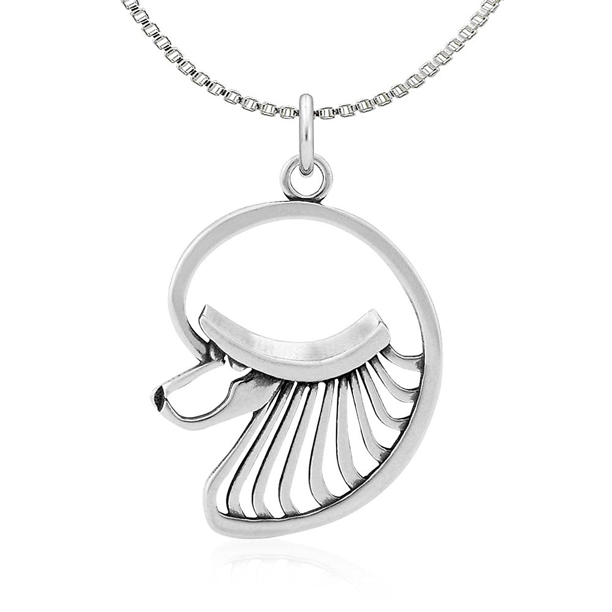 Dazzling Paws Jewelry Sterling Silver Poodle Pendant, Continental Cut Head (With 18" Box Chain)