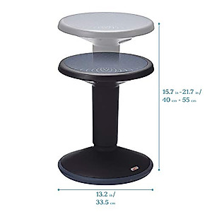 ECR4Kids SitWell Wobble Stool, Adjustable Height, Active Seating, Black