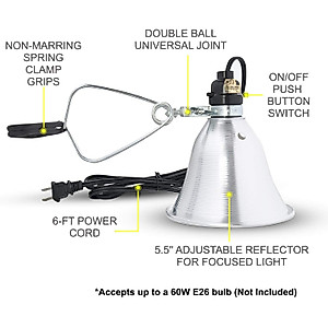 Simple Deluxe HIWKLTCLAMPLIGHTSX2 2-Pack Clamp Lamp Light with 5.5 Inch Aluminum Reflector up to 60 Watt E26 (no Bulb Included) 6 Feet 18/2 SPT-2 Cord, Silver