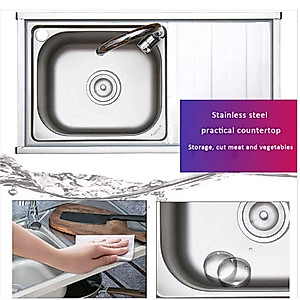 Commercial 304 Stainless Steel Sink with Console & Shelf,Multifunctional Standing Utility Sinks for Laundry Room, Backyard, Garages (Color : B)