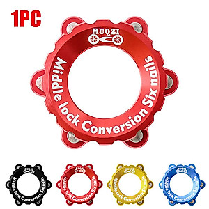 UXELY Bicycle Center Lock 6-Bolt Disc Brake Rotor Adapter, Middle Lock Disc Brake Conversion Seat for Mountain Bikes, Bike Hub Adapter, Centerlock Adaptor 6-Hole Including Lock Ring