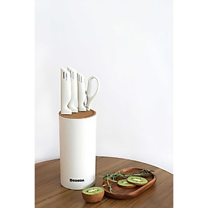 Generic BCB Kitchen Knife Set - 5 Piece Stainless Steel Set with Storage Block, Small White Modern Design, Sharp & Professional Knives, GA-011