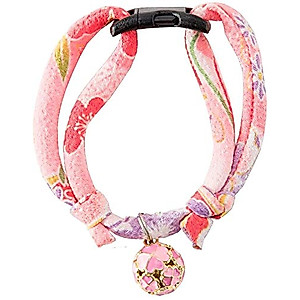 Necoichi Chirimen Cat Collar with Clover Bell (Pastel Pink)