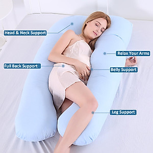 Tree.NB Full Body Pregnancy and Kid U Shape Pillow for Maternity and Pregnant Women, Blue (130 * 70 * 15CM)