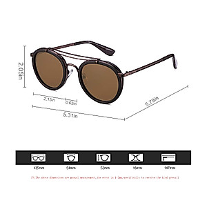 2020 VentiVenti Vintage Steampunk Double Bridge Round Polarized Sunglasses Designer Metal Frame For Women Men Matte Brown Frame/Brown Lens