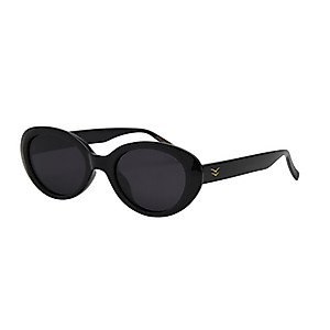 I-SEA Women's Monroe Polarized Sunglasses - Mini Oval Sunglasses for Women, Trendy Sunglasses for Women - Womens Sunglasses with Scratch-Resistant Lenses - Black Frame, Smoke Polarized Lens