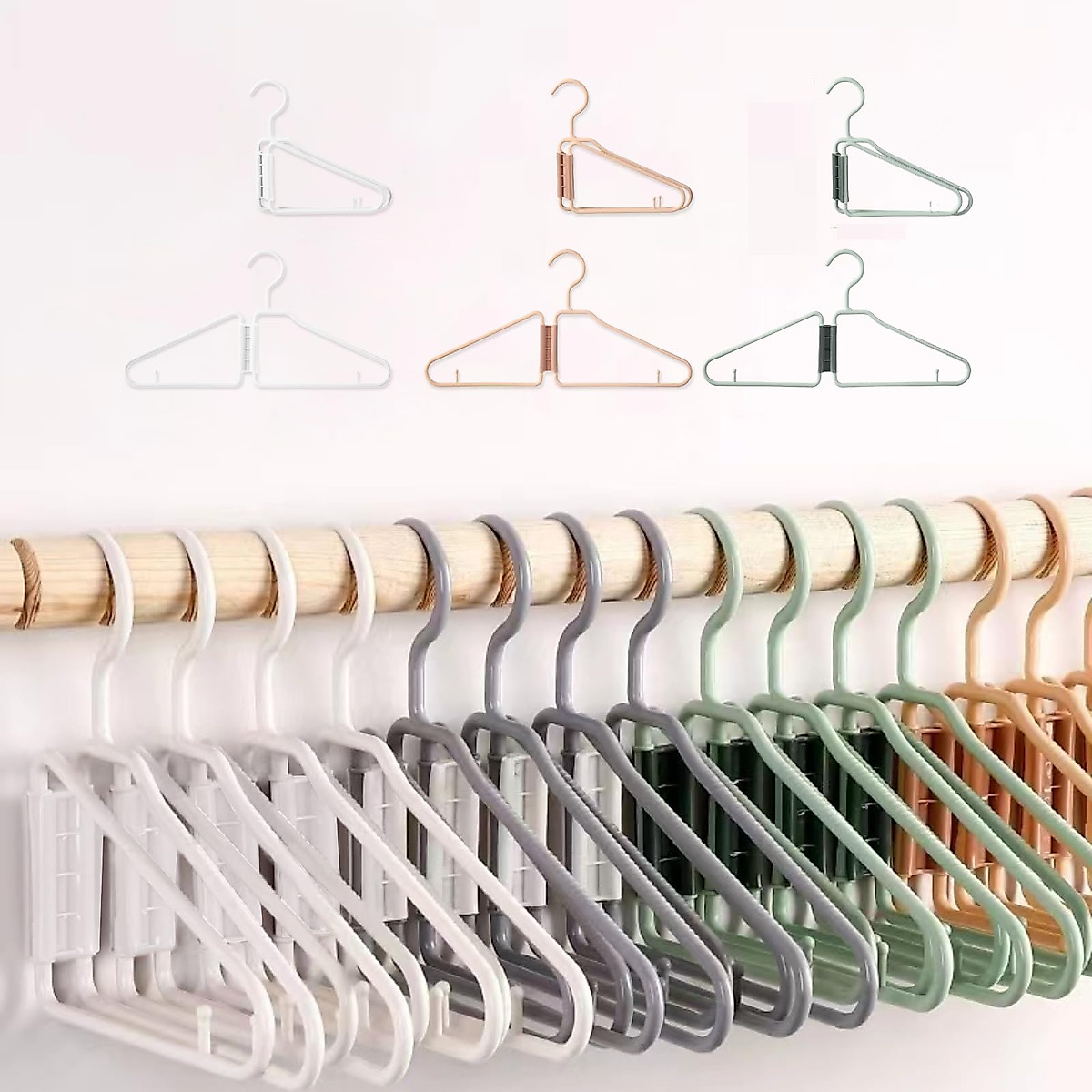 WRYLCYH 8 Pcs Foldable Hangers, Plastic Collapsible Hangers, Portable Folding Clothes Hanger, Foldable Travel Hangers, Foldable Hangers for Travel, Cruise, Home, Bedroom, Dorm (Green)