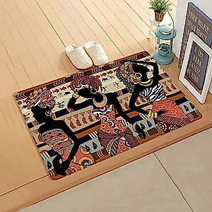 Historical African Women Antifatigue Kitchen Bath Door Mat Cushioned Runner Rug,Washable Welcome Floor Sink Mat,Waterproof Comfort Standing Doormat,American Indian Southwest Traditional 18"x30"