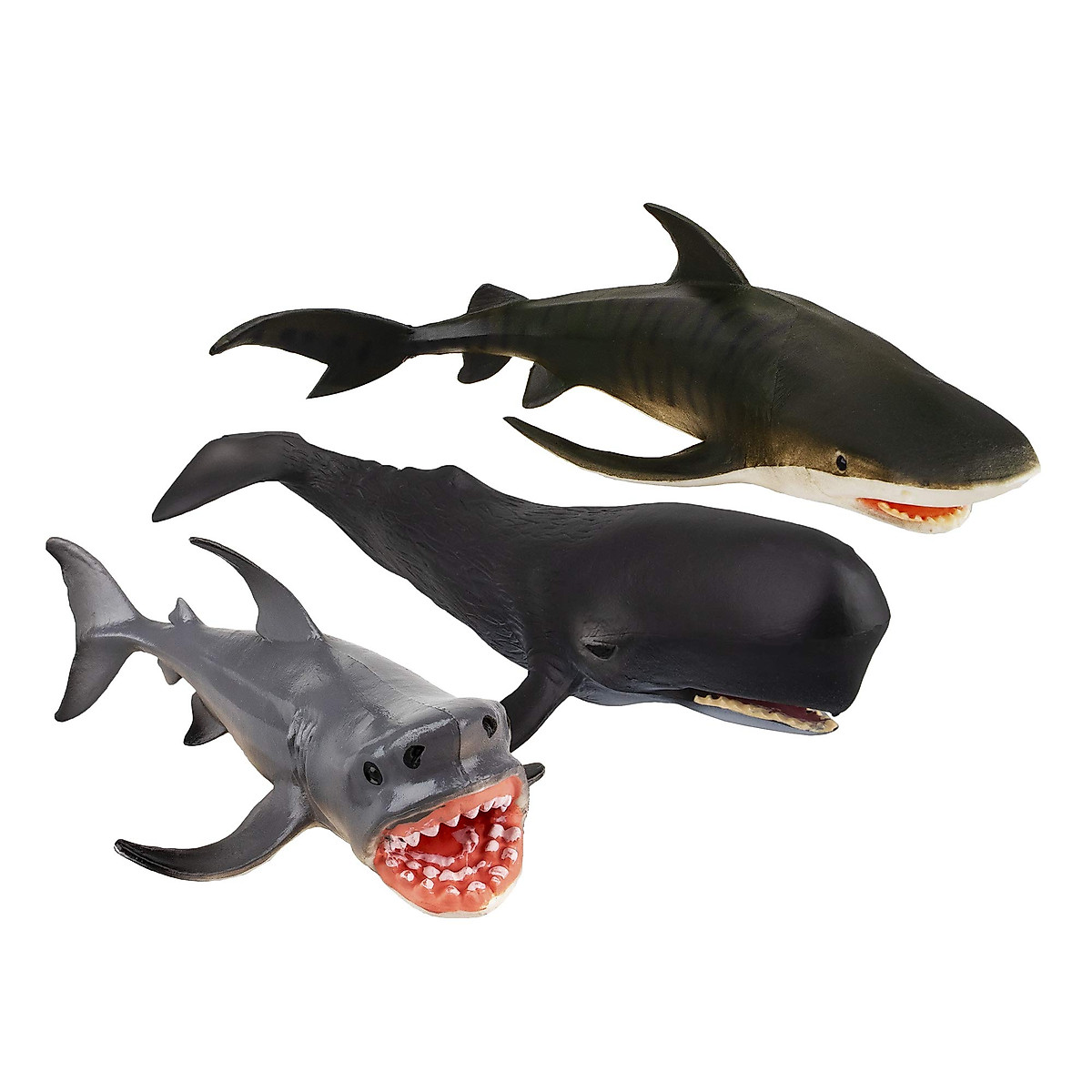 TOYMANY 8-Piece Large Sea Animal Figurines Set: 4-8" Sharks, Whales & Dolphin, Bath Toys, Cake Toppers, Birthday Gifts for Kids & Toddlers