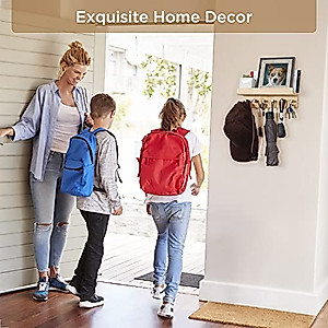 HAUSIST Key Holder for Wall Decorative, Key Hooks with Stainless Steel, Mail Organizer with Solid Oak Wood, Stylish Key Rack for Entryway